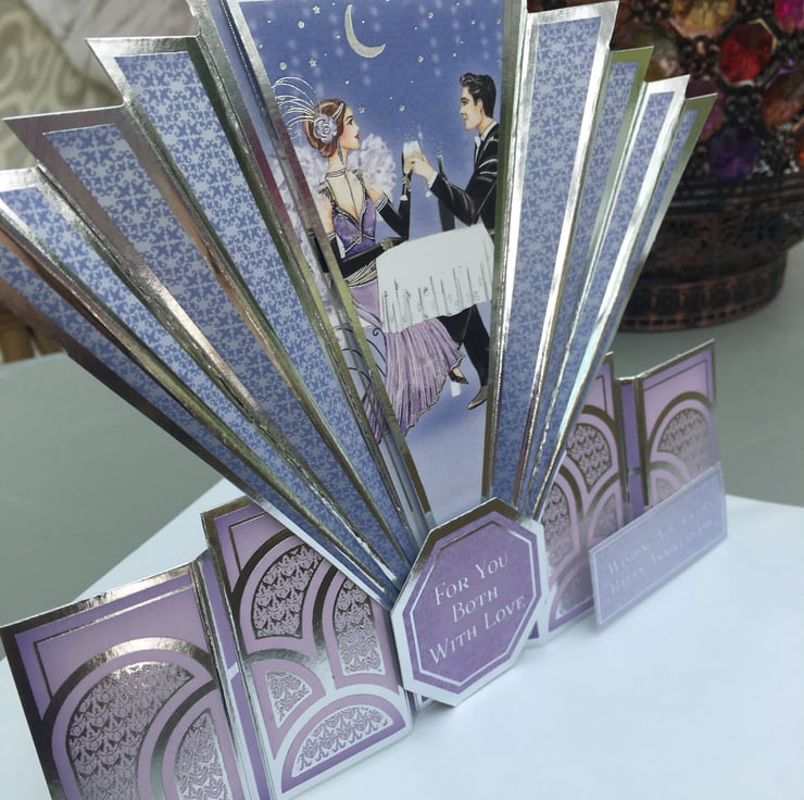 Fan shaped Art Deco anniversay card - Folksy