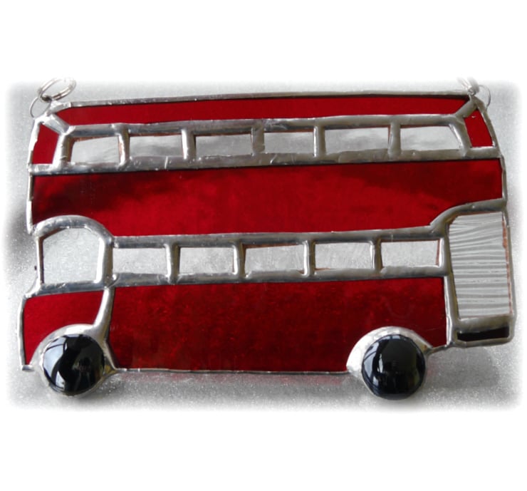 London Bus Suncatcher Stained Glass Red Double ... - Folksy