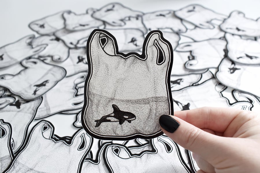 Trapped Die Cut Stickers - Plastic Pollution Aw... - Folksy