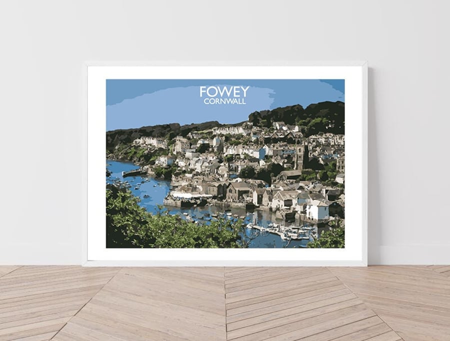 Fowey, Cornwall Art Print Travel Poster Railway... - Folksy
