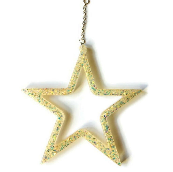 Glitter star large hanging decoration. - Folksy