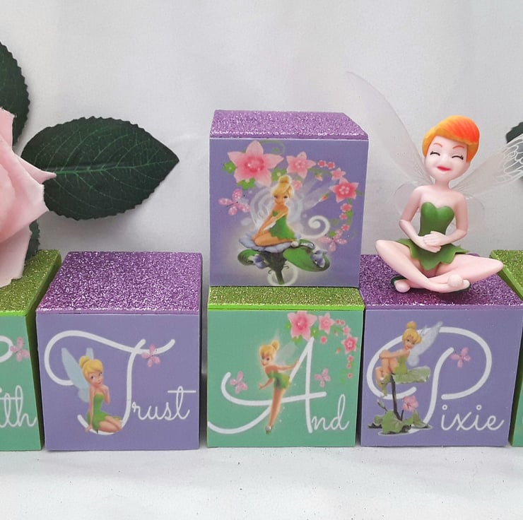 5 Tinkerbell Wood Blocks,Personalised Blocks,Ti... - Folksy