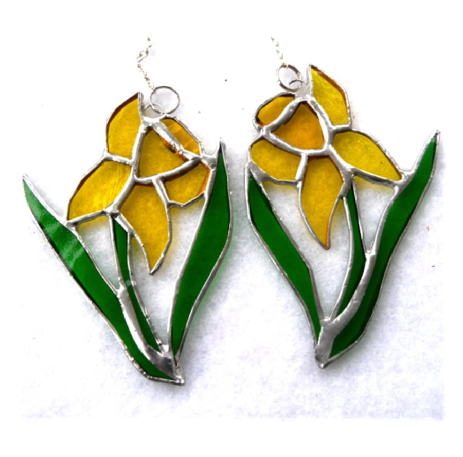 Daffodil Suncatcher Stained Glass Handmade Spri... - Folksy