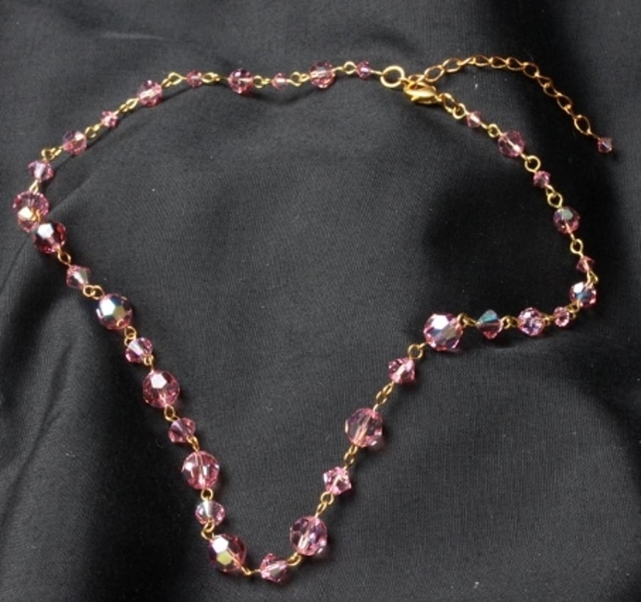 Light Rose Crystal Swarovski Necklace - Folksy