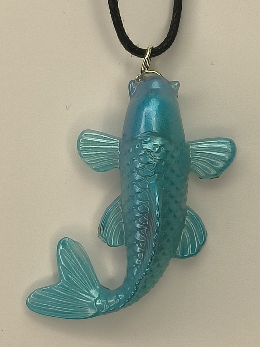 greeny blue Resin Koi Fish Pendant - Folksy