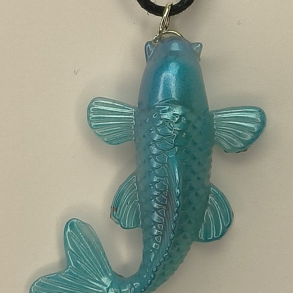 greeny blue Resin Koi Fish Pendant - Folksy