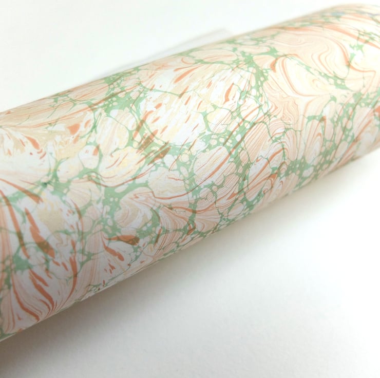Peach gold green A4 Marbled paper sheet double ... - Folksy
