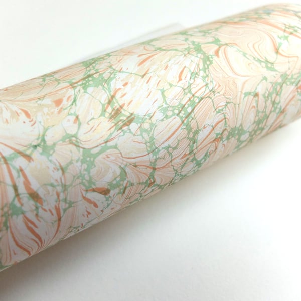 Peach gold green A4 Marbled paper sheet double ... - Folksy