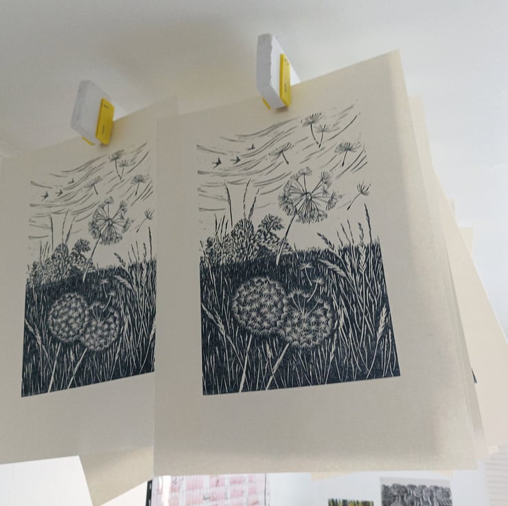 Linocut Print - The Wind Says Fly - Limited Edi... - Folksy