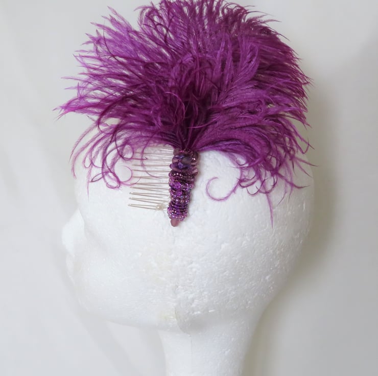 Amethyst Magenta Ostrich Feather & Crystal ... - Folksy