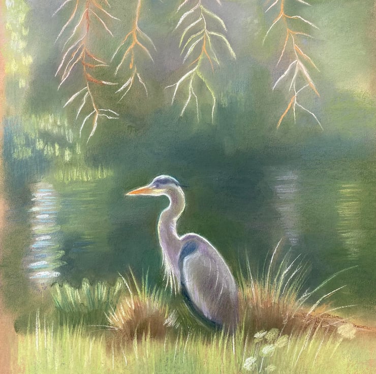 Heron drawing - beautiful art, bird art, chalk ... - Folksy