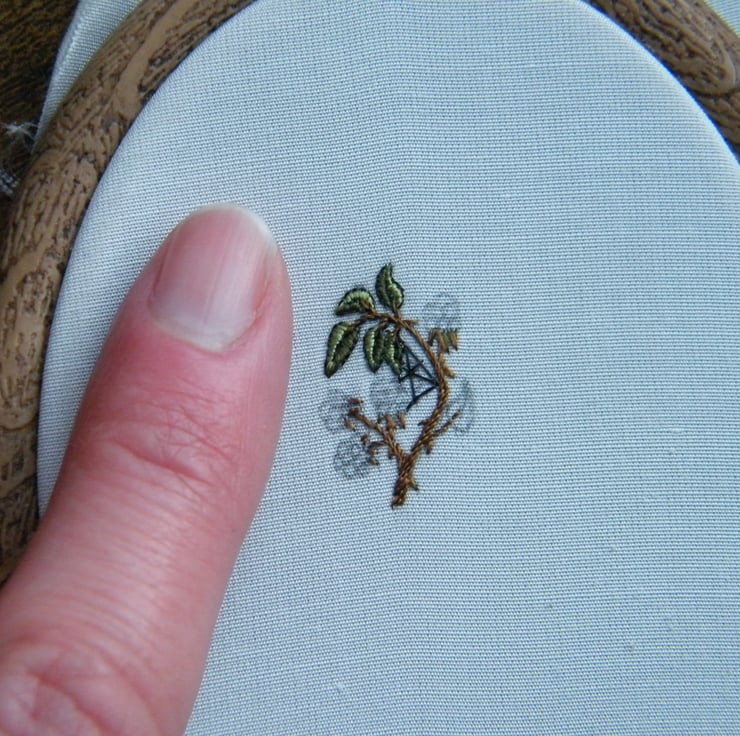 Hand embroidered bramble with web pendant in fi... - Folksy