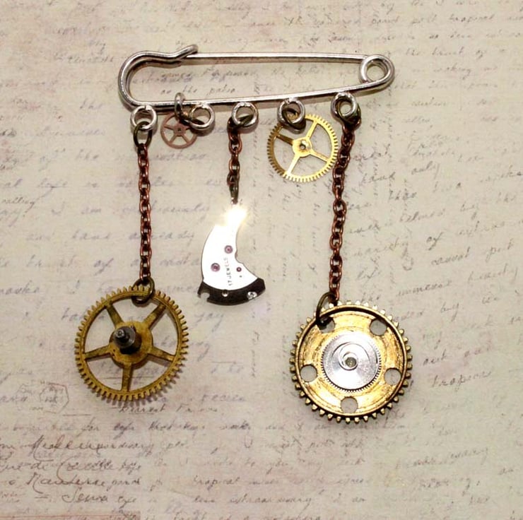 Vintage Cogs Kilt Pin Steampunk Brooch Unisex Mens - Folksy