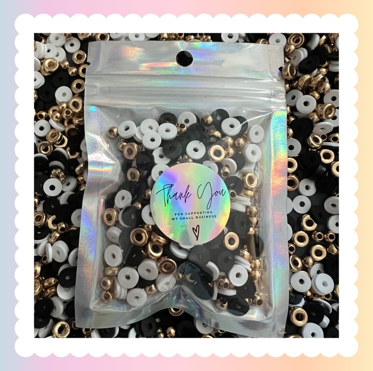 15g Bead Confetti in Black, Gold, and White - A... - Folksy