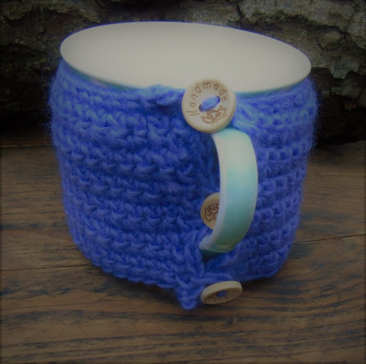 Mug cosy mug hug - pure wool mug cosy with butt... - Folksy
