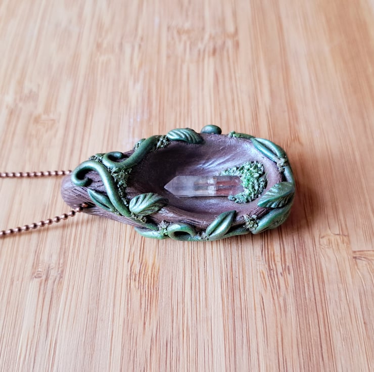 Lemurian Crystal and Polymer Clay Woodland Amul... - Folksy
