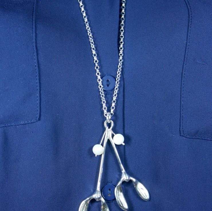 Solid Silver Mistletoe Statement Necklace - Folksy