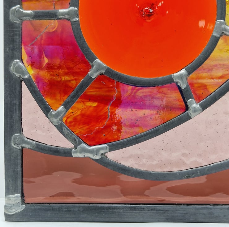 Stained glass orange sunset wave leaded panel - Folksy