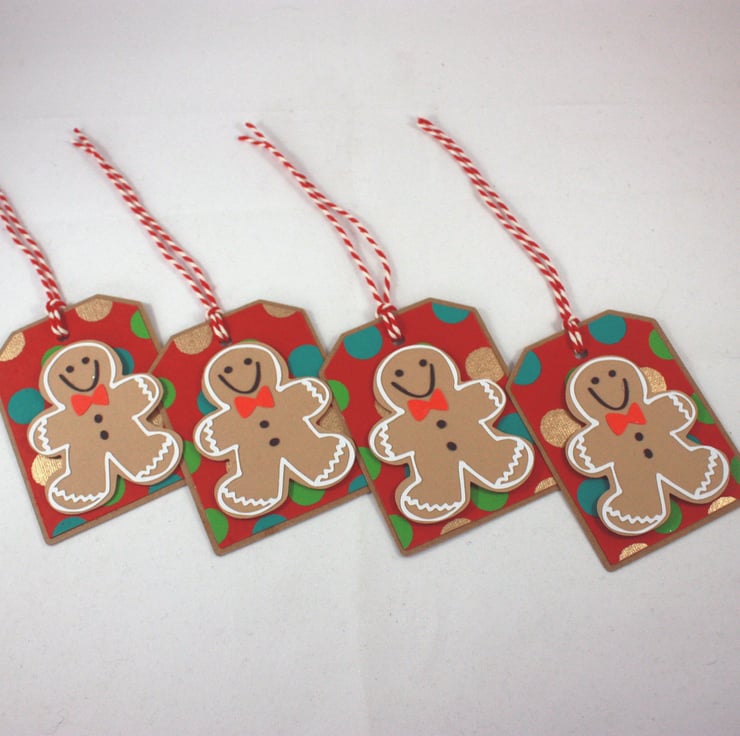 Handmade Christmas gift tags - gingerbread men - Folksy