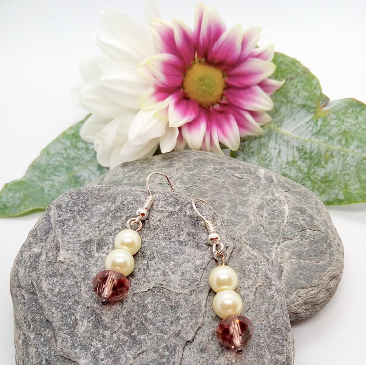 3 Piece Jewellery Set Made With Mauve Crystals ... - Folksy