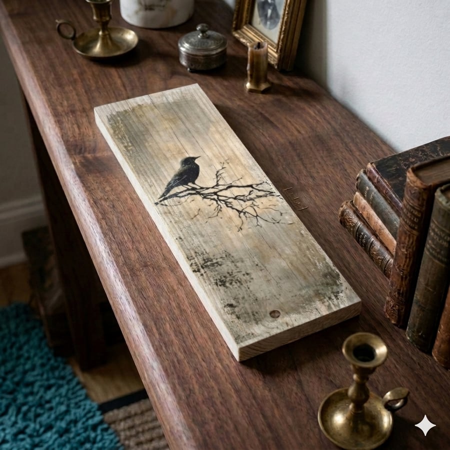 Gothic Black Bird Silhouette bare Branch Moody ... - Folksy