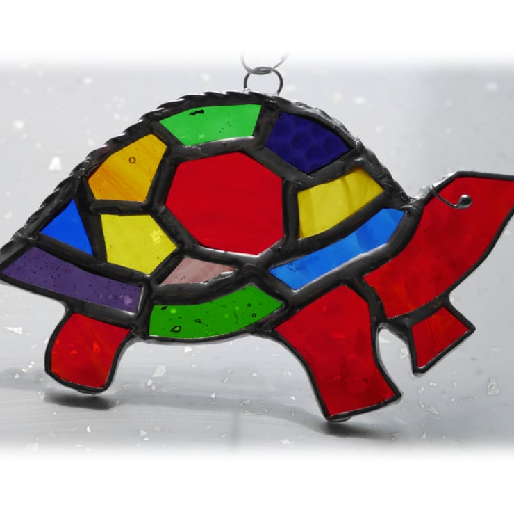 Tortoise Suncatcher Stained Glass Handmade Rain... - Folksy