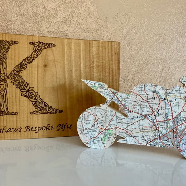 Map covered Motorbike, handmade gift for motorb... - Folksy