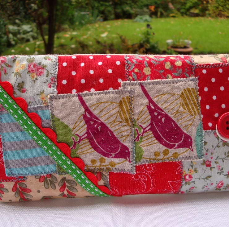 Crazy Patchwork Glasses Case - cotton - linen -... - Folksy