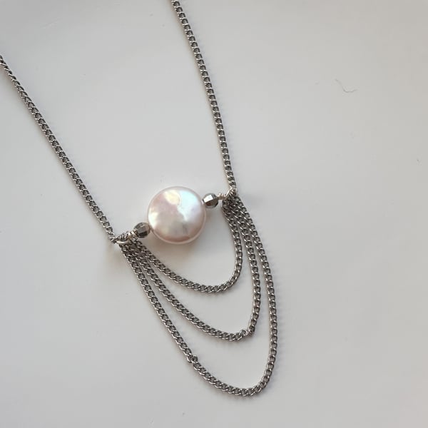 Natural Baroque Button Shape White Pearl, Silve... - Folksy