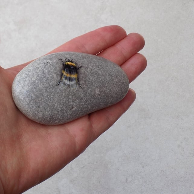 Painted Stone 'Bumble Bee' - Folksy