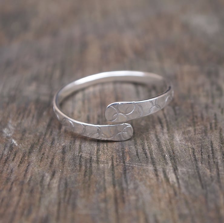 Silver ring, forged silver ring with bubbles te... - Folksy