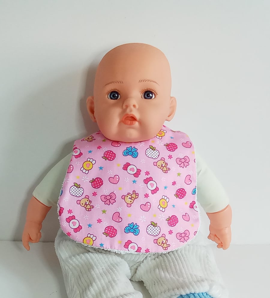 Bib for newborn baby girl with cute teddies, he... - Folksy