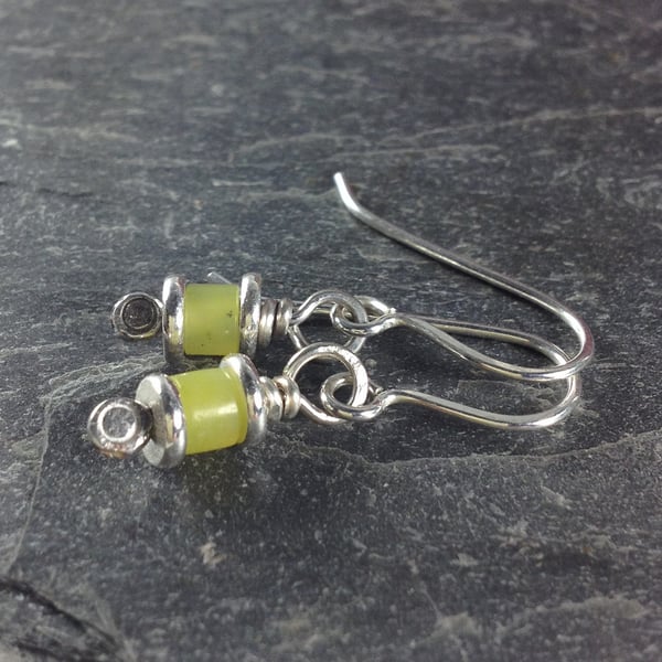 Reels - silver and jade earrings - Folksy