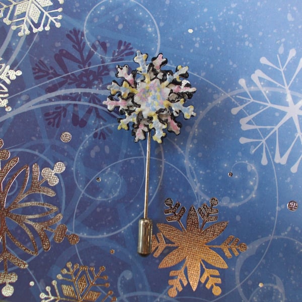 Winter SNOW FLAKE PIN Frozen Flower Wedding Lap... - Folksy