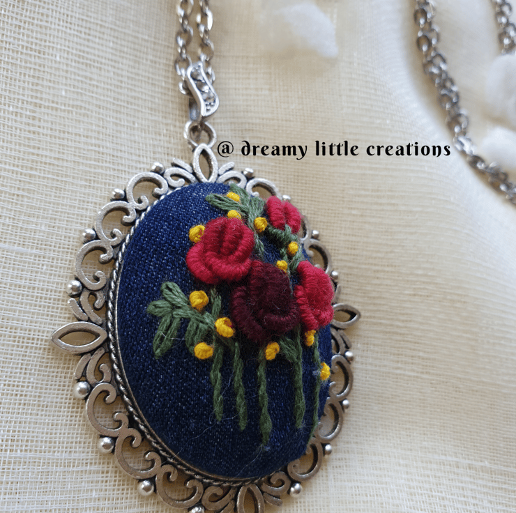 Bullion roses necklace;red rose necklace - Folksy