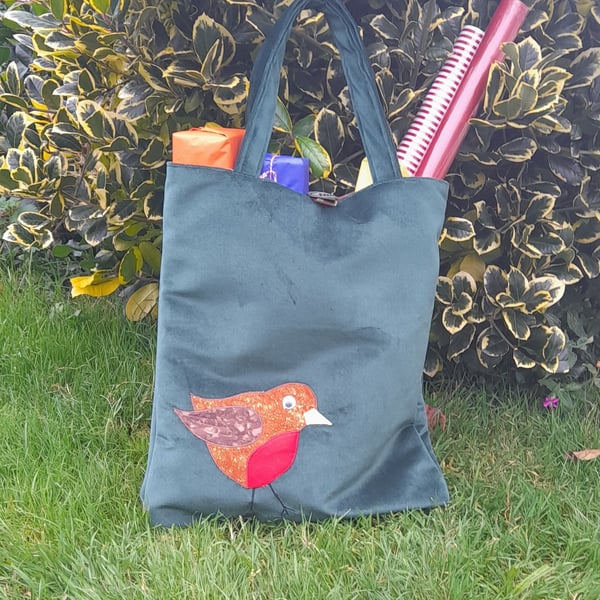 Delightful Robin Tote Bag, Appliqued And Fully ... - Folksy
