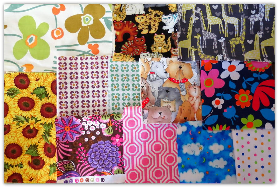 Fabric destash! A bundle of twelve fabric piec... - Folksy