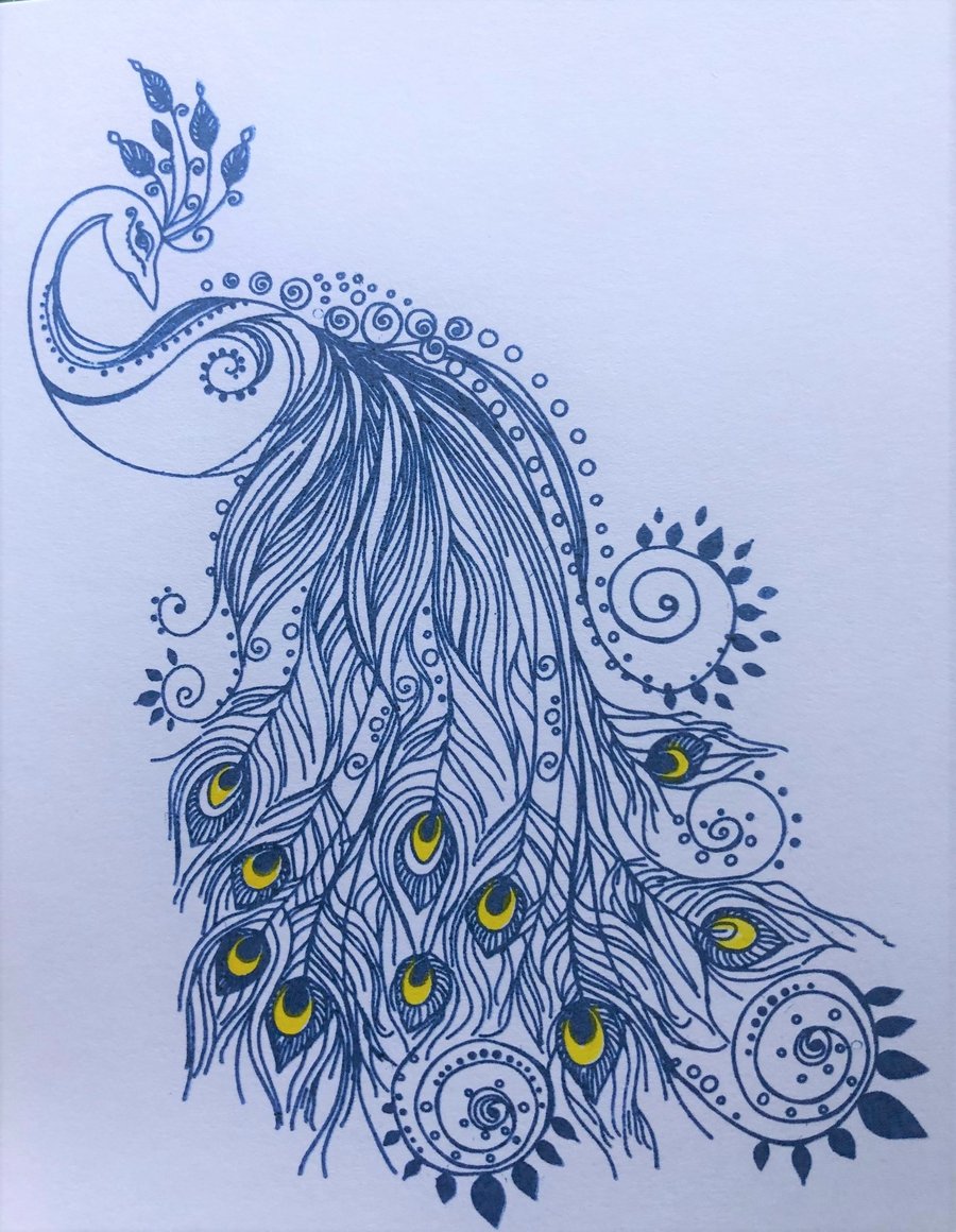 Hand printed and hand painted cards (set of 5 w... - Folksy