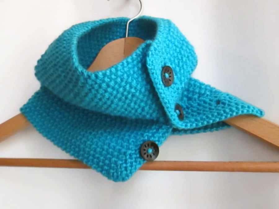 Cowl in Turquoise Aran Wool - Folksy