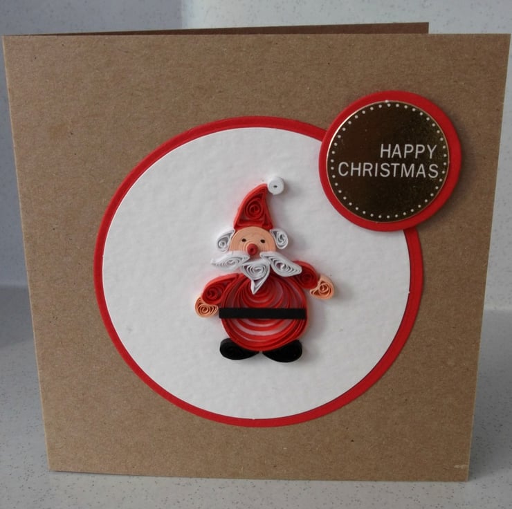 Quilled Christmas card, paper quilling, Santa, ... - Folksy
