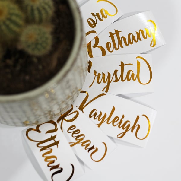 Personalised Name Stickers Chrome Gold Vinyl Wi... - Folksy Personalised Name Stickers Chrome Gold Vinyl Wi... - Folksy