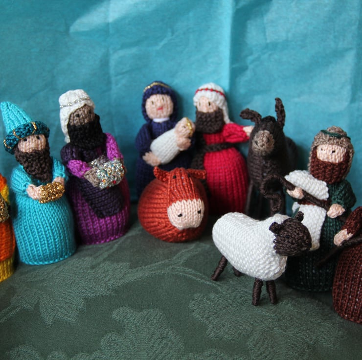 Cotton Hand Knitted Nativity - Folksy