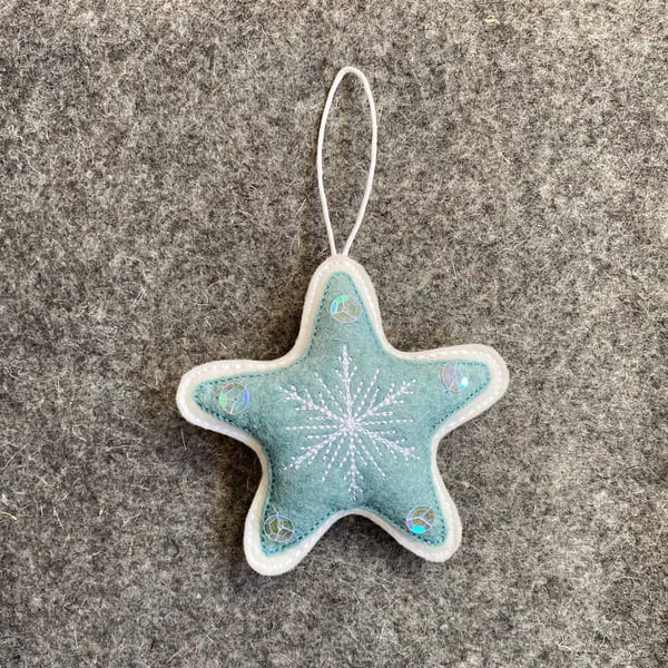 Christmas Star, Wool felt Xmas Star, Icy Blue S... - Folksy
