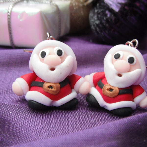 Christmas Novelty Fimo Earrings SANTA - Folksy