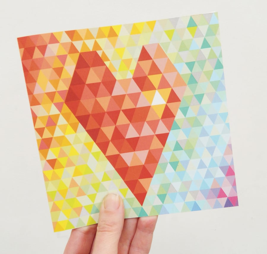 Valentine Card - Geometric Heart - Folksy