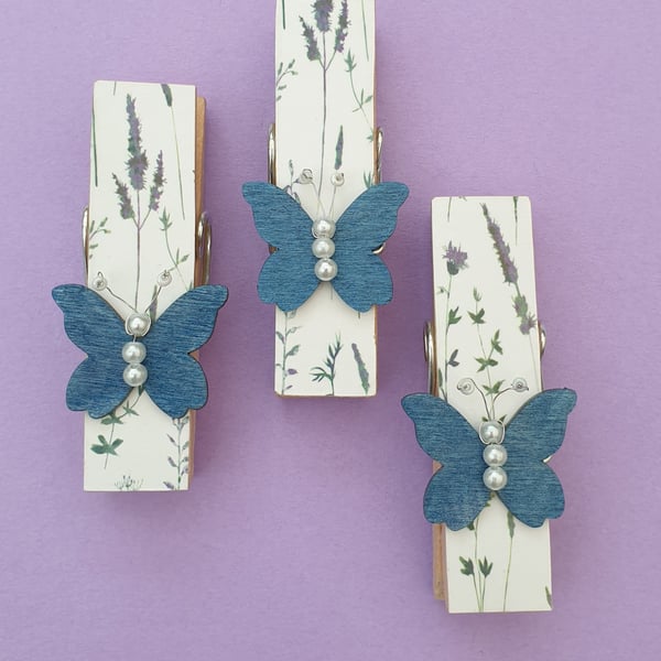 Fridge magnet, butterfly magnetic pegs set of 3... - Folksy