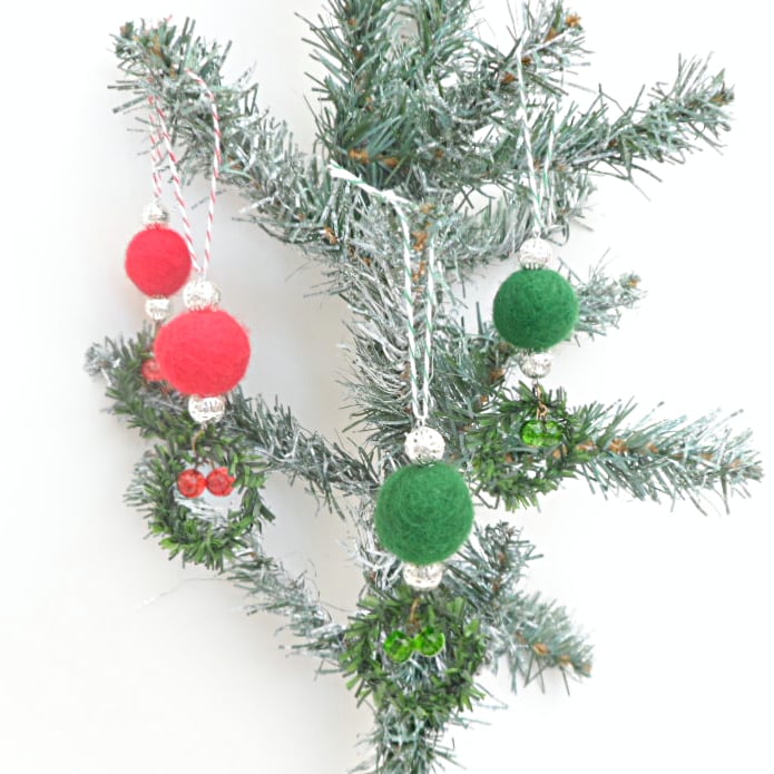 Christmas tree decorations, felted ball, bead a... - Folksy
