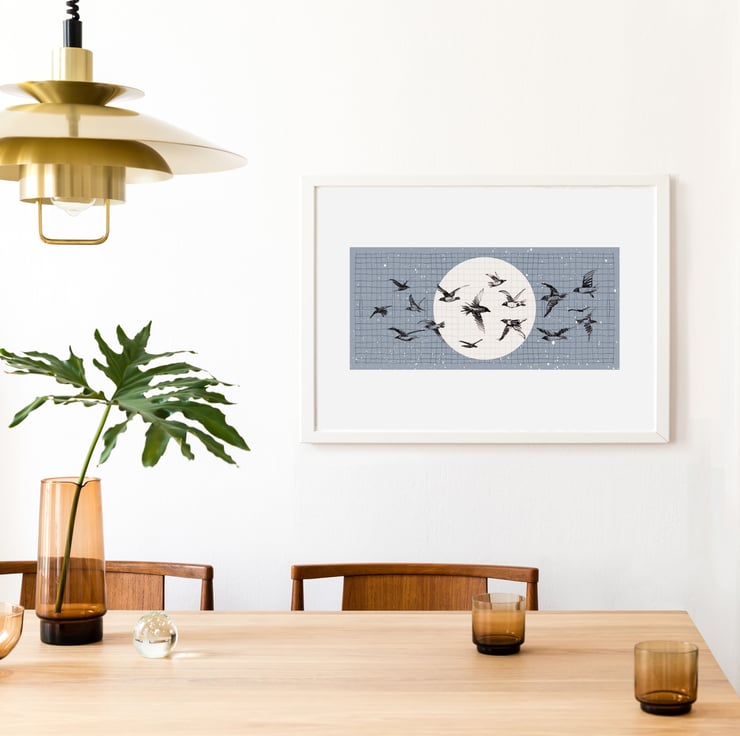 Birds in Flight Print - Bird Silhouette Print -... - Folksy