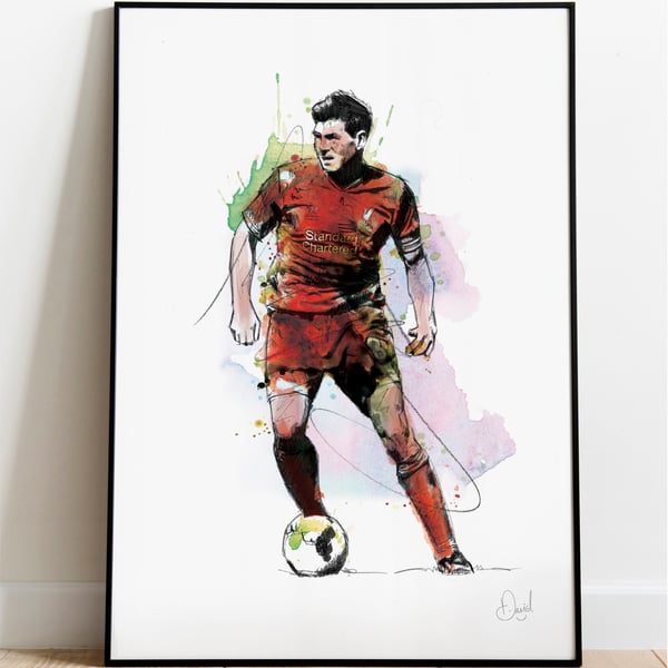 Steven Gerrard Art Print, Liverpool FC Drawing,... - Folksy