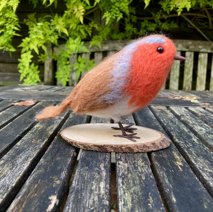 Needle felted robin decoration, woollen sculpture - Folksy